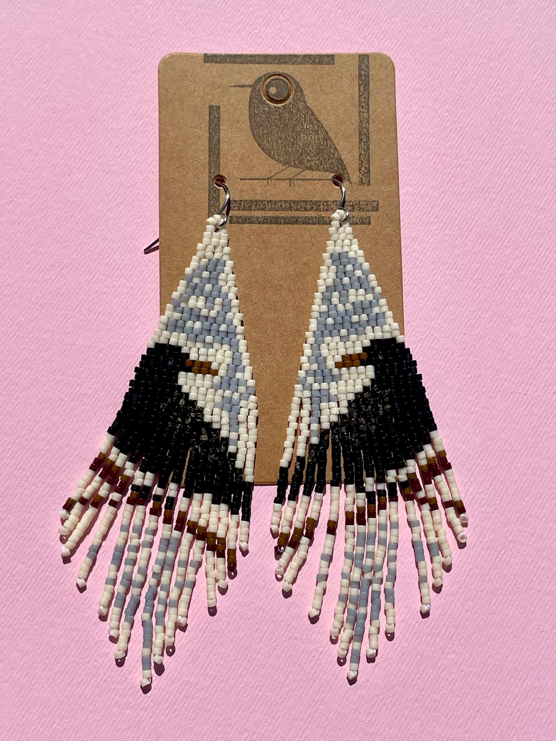 Beaded Crow Raven Fringe Earring Pattern: Brick Stitch Beading Pattern ...