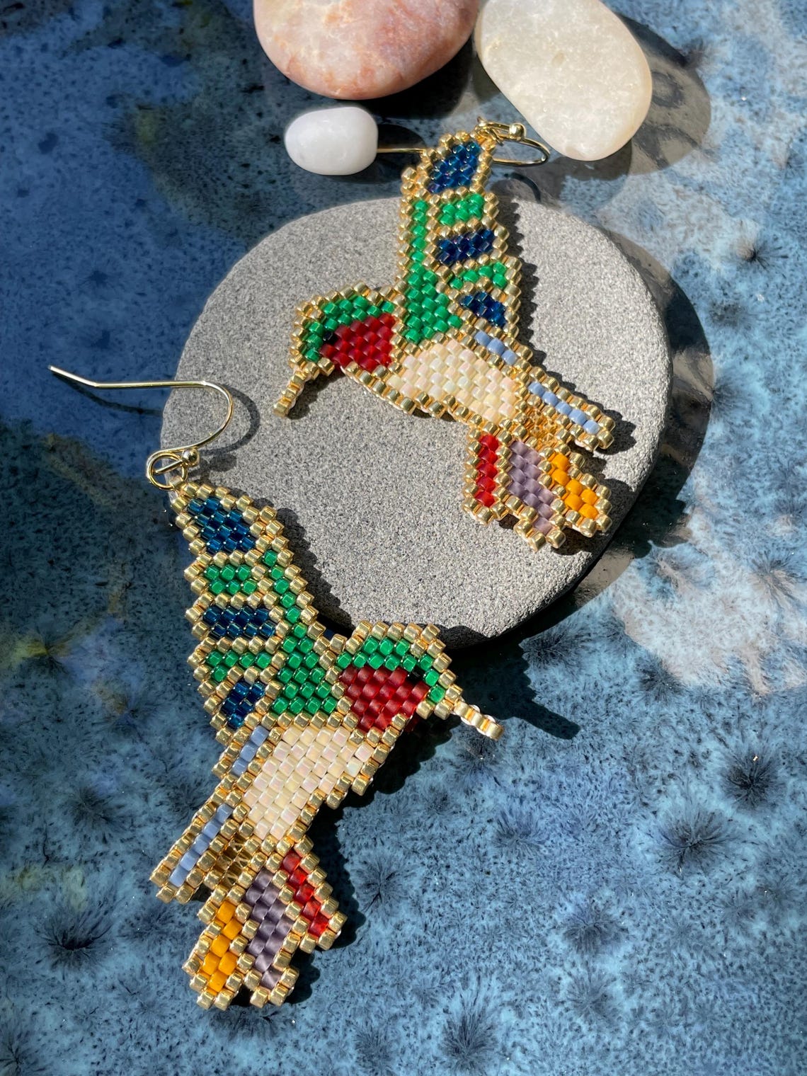 Hummingbird Brick Stitch Beading Pattern – Miyuki Delica 11/0 Beadwork ...
