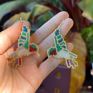 Hummingbird Brick Stitch Beading Pattern – Miyuki Delica 11/0 Beadwork ...