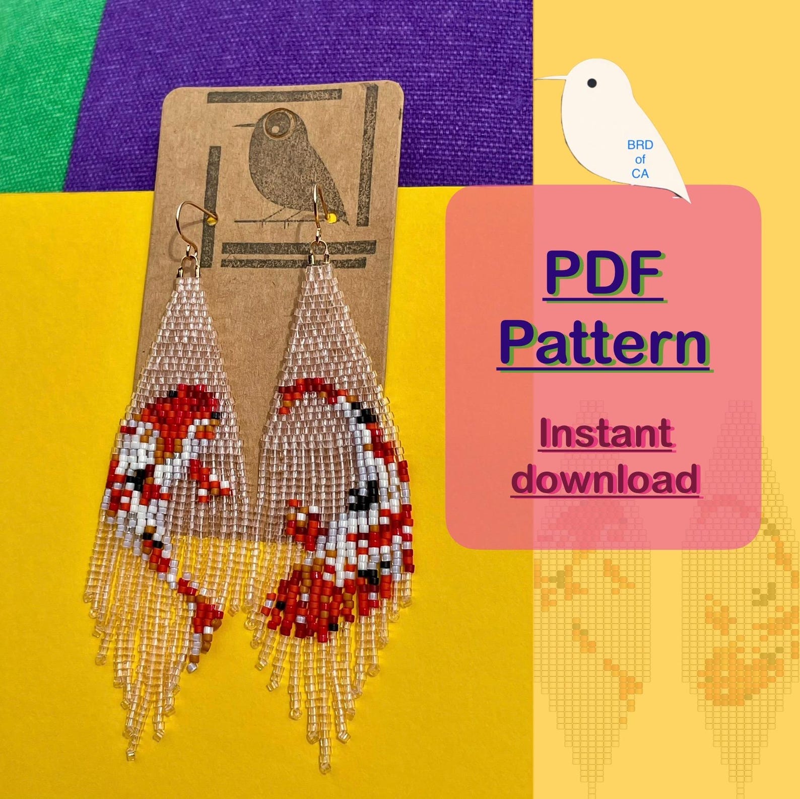 Koi Fish Beaded Earring Pattern: DIY Stitch Beading Tutorial (PDF) - Etsy