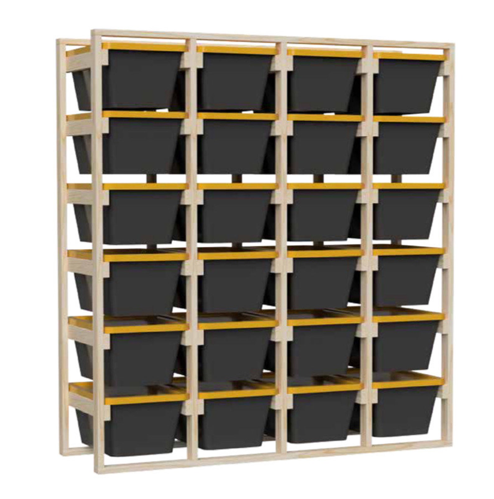 27 Gallon DIY Tote Storage Rack- “black & Yellow Bins” (DIY Plans and E ...