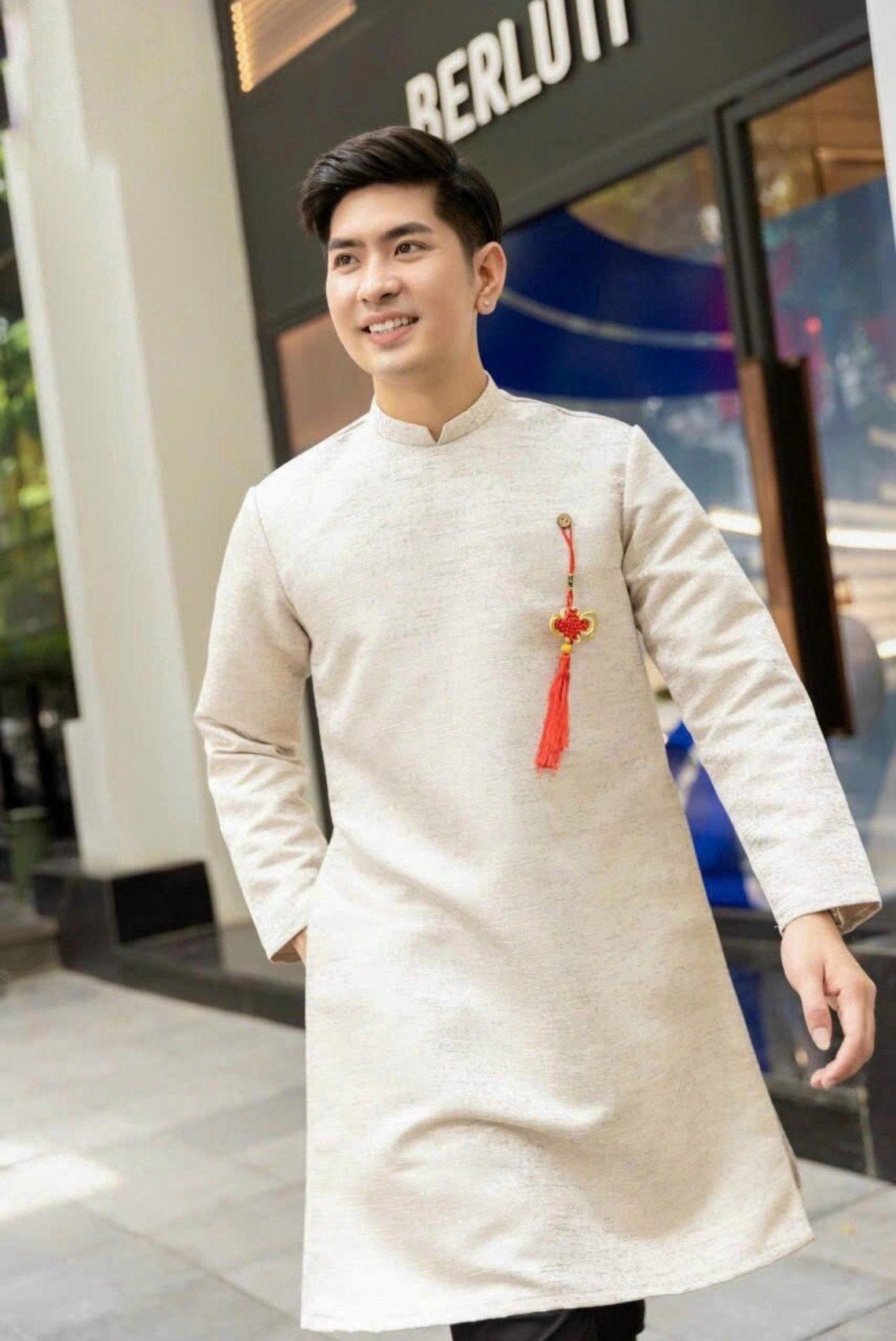 Vietnamese Aodai for Men Taffeta Ao Dai Men Vietnamese Modernized Ao ...