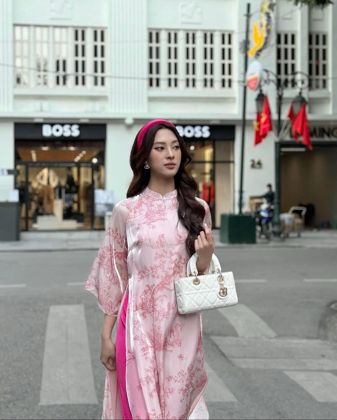 Vietnamese Traditional & Modern Ao Dai Blan Pink Aodai, Pants Included ...