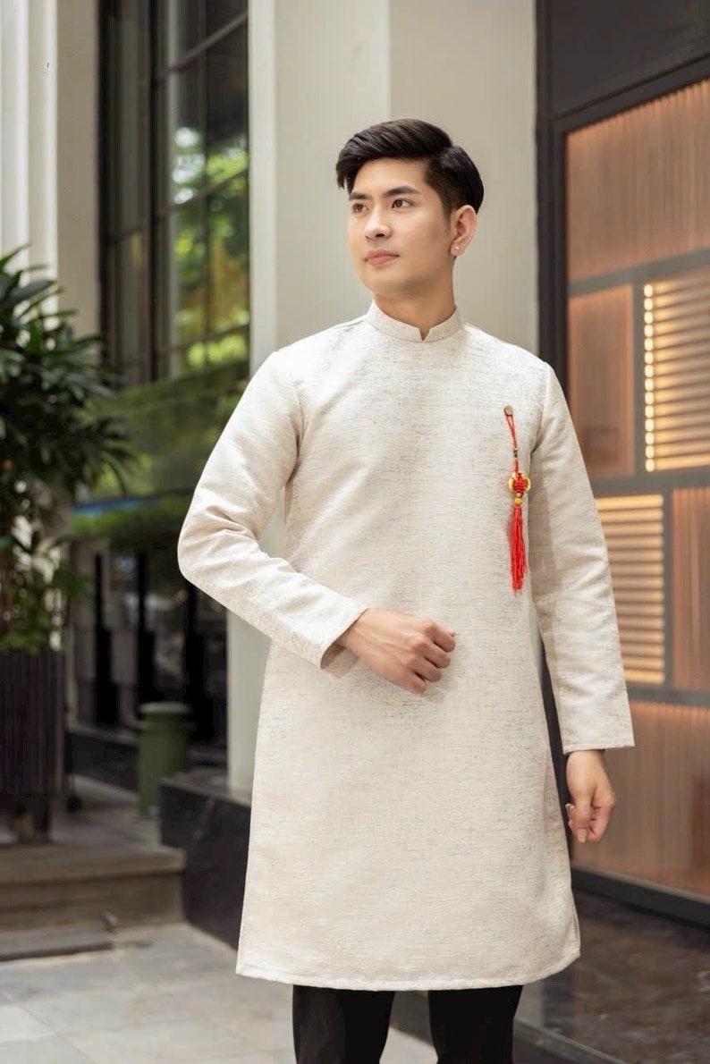 Vietnamese Aodai for Men Taffeta Ao Dai Men | Vietnamese Modernized Ao ...
