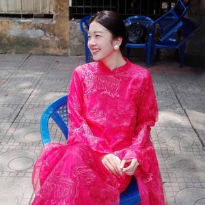 Vietnamese Traditional & Modern Ao Dai Kylan Rose Hot Pink Loose Style ...