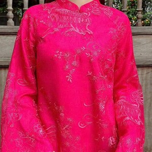 Vietnamese Traditional & Modern Ao Dai Kylan Rose Hot Pink Loose Style ...