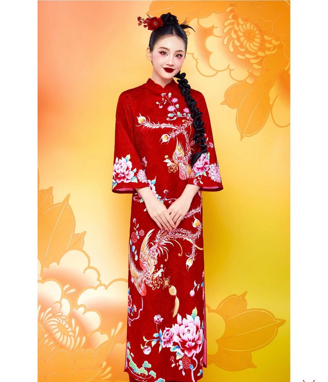Vietnamese Traditional & Modern Ao Dai Red, Pants Included - Etsy
