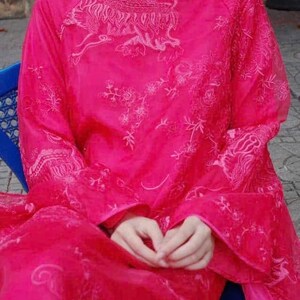 Vietnamese Traditional & Modern Ao Dai Kylan Rose Hot Pink Loose Style ...