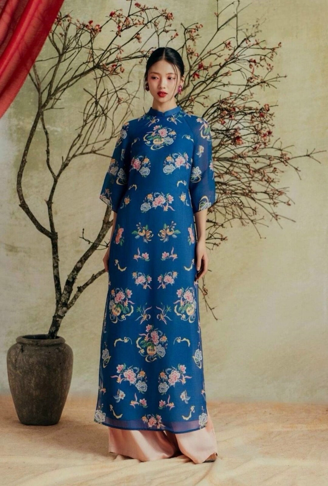 Vietnamese Modern Aodai Dindan Blue, Pants Included - Etsy