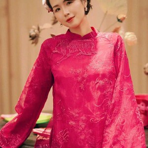 Vietnamese Traditional & Modern Ao Dai Kylan Rose Hot Pink Loose Style ...