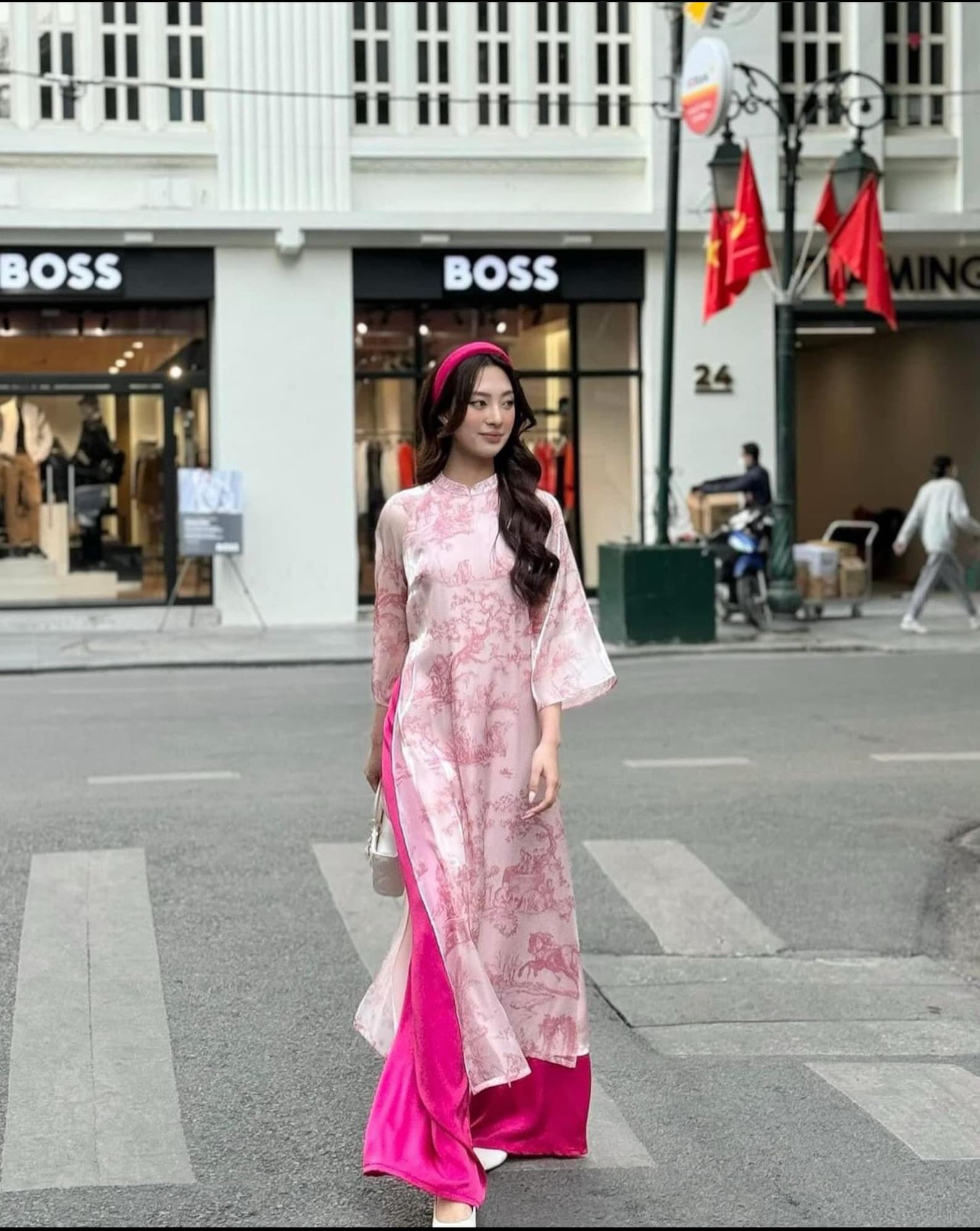Vietnamese Traditional & Modern Ao Dai Blan Pink Aodai, Pants Included ...