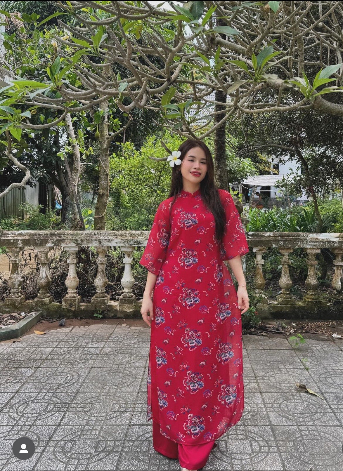 Vietnamese Modern Aodai Dindan Red, Pants Included - Etsy
