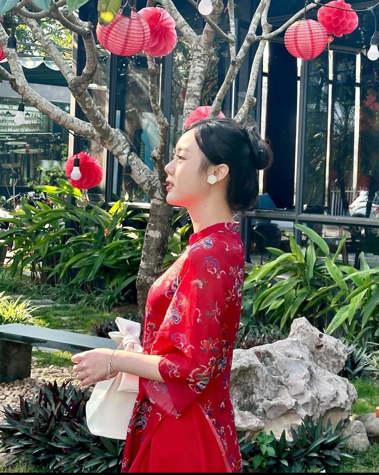 Vietnamese Modern Aodai Dindan Red, Pants Included - Etsy