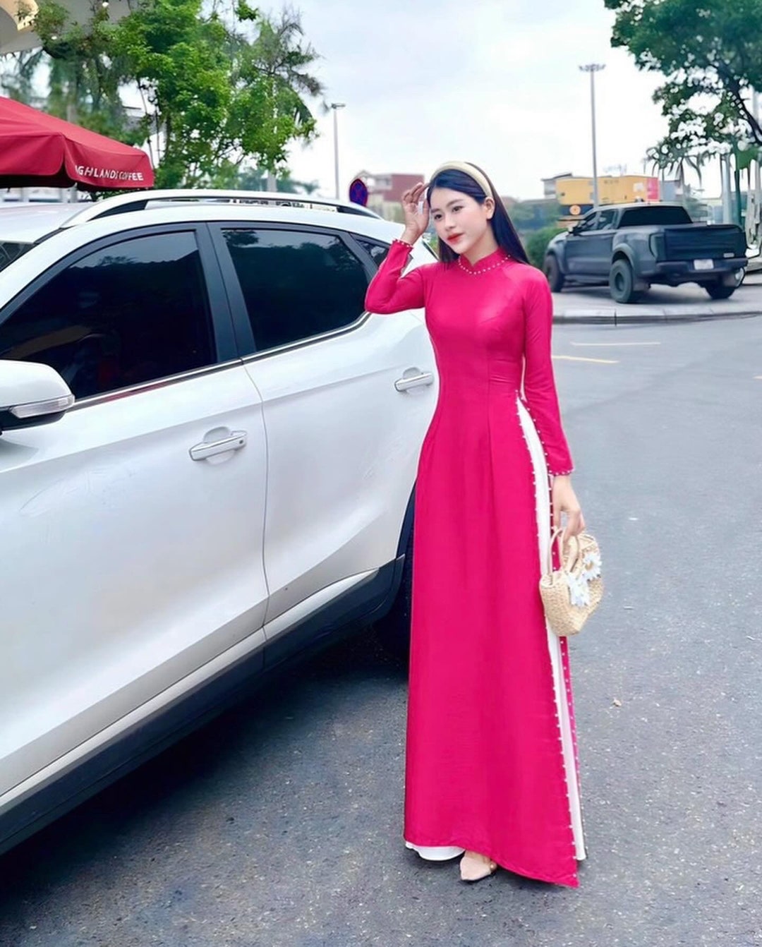 Vietnamese Traditional Aodai Lua Van Go Rose Pink, Pants Included - Etsy