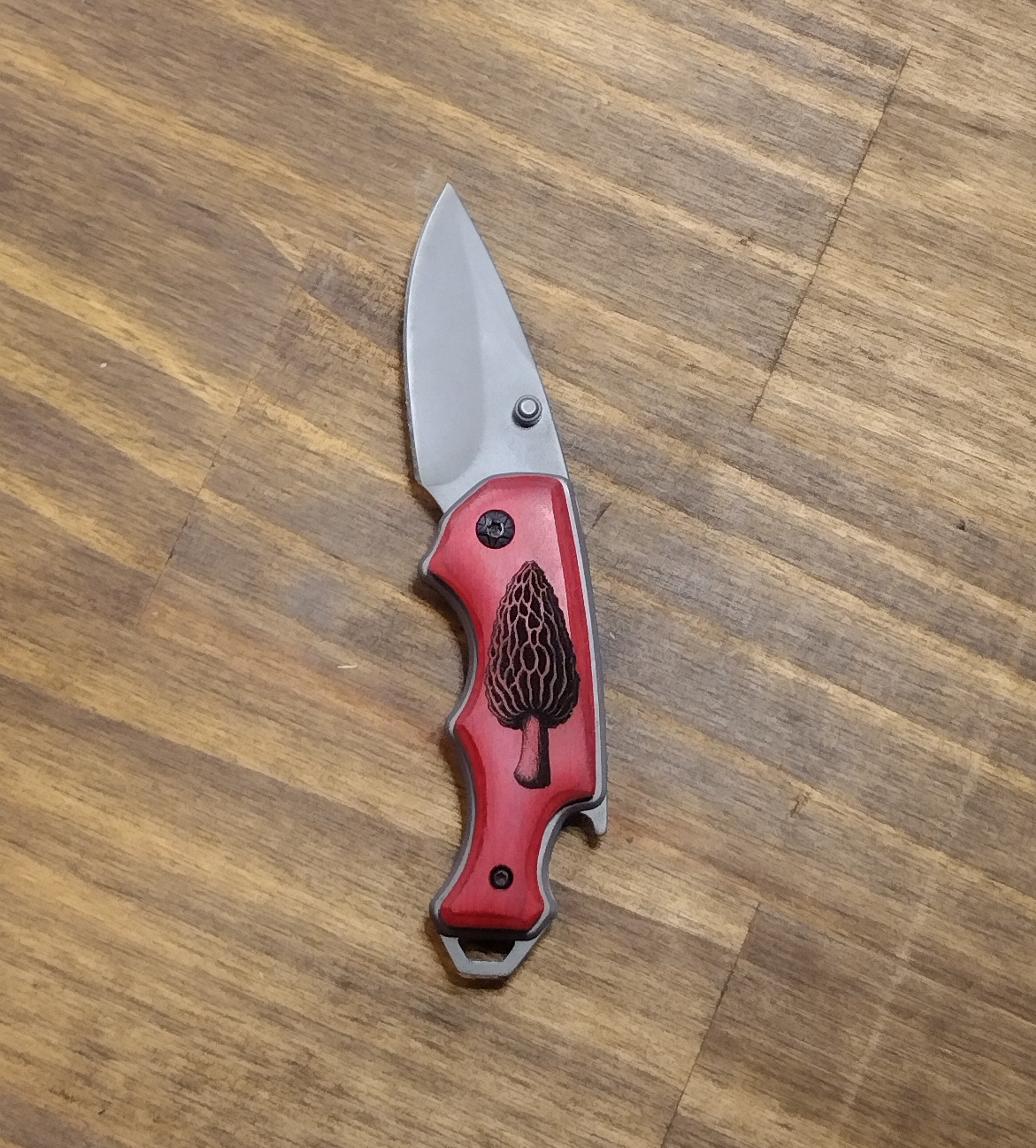 Engraved Morel Mushroom Folding Knife With Rosewood Handle Perfect Gift ...