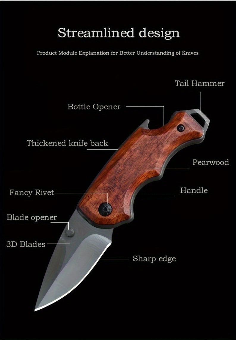 Engraved Morel Mushroom Folding Knife With Rosewood Handle Perfect Gift ...