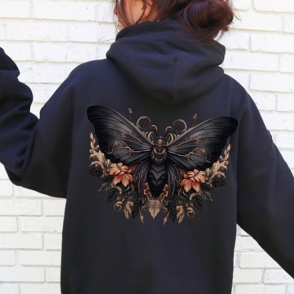 Vintage Moth Hoodie, Gothic Moth Hoodie, Nature Forest Hoodie ...