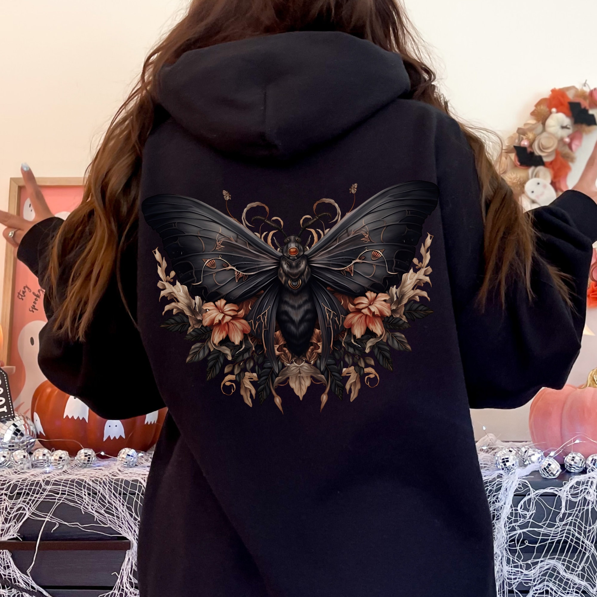 Vintage Moth Hoodie, Gothic Moth Hoodie, Nature Forest Hoodie ...