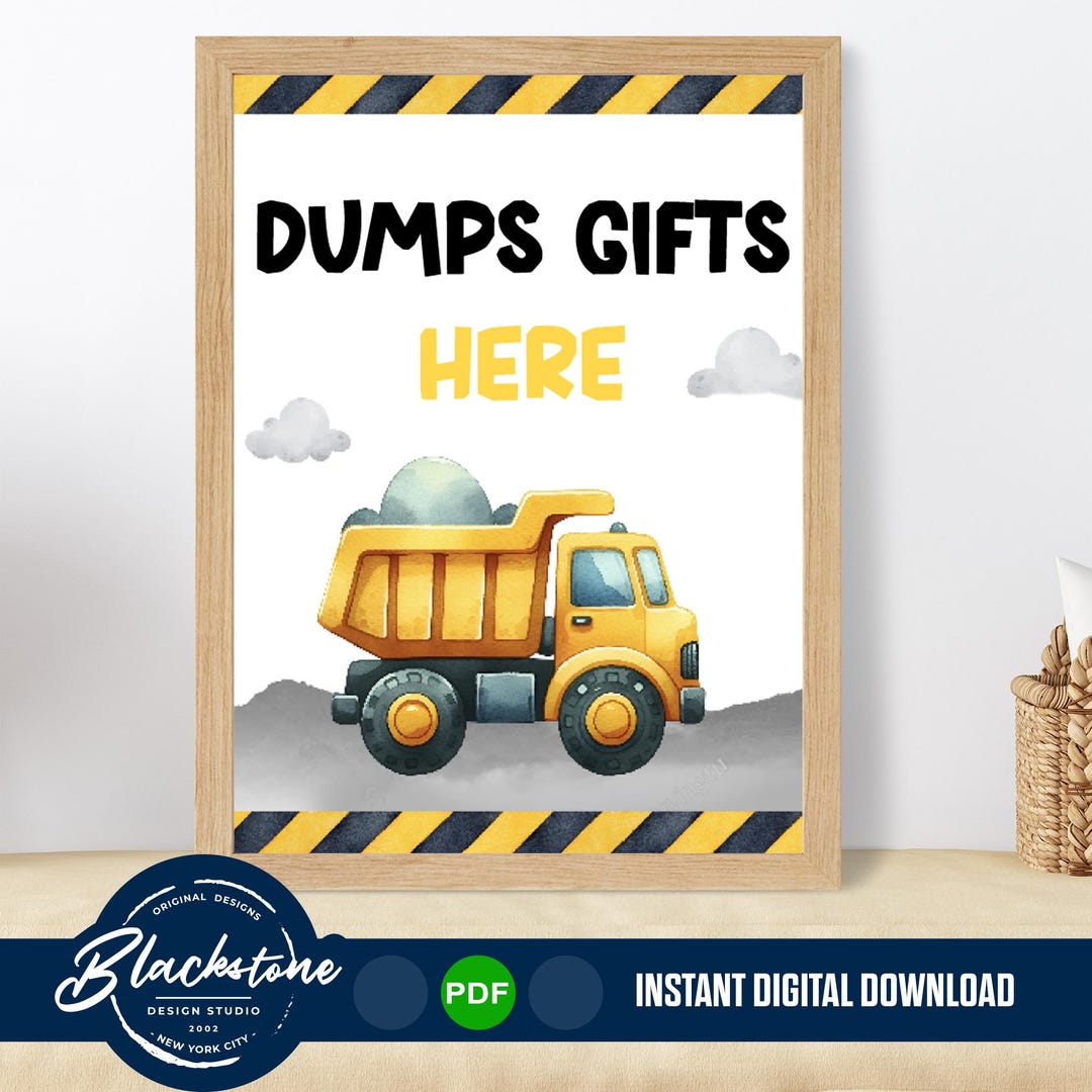 Construction Table Sign, DUMP Gifts Here NOT Editable, Construction ...
