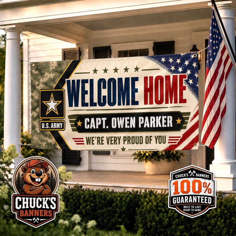 Custom Army Welcome Home Banner, Personalized Deployment Decor, Vinyl ...
