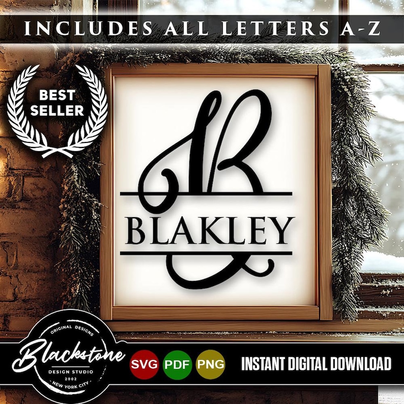 Split Monogram Alphabet SVG, PNG, Split Monogram Frame Alphabet, Cut File for Cricut, Silhouette ...