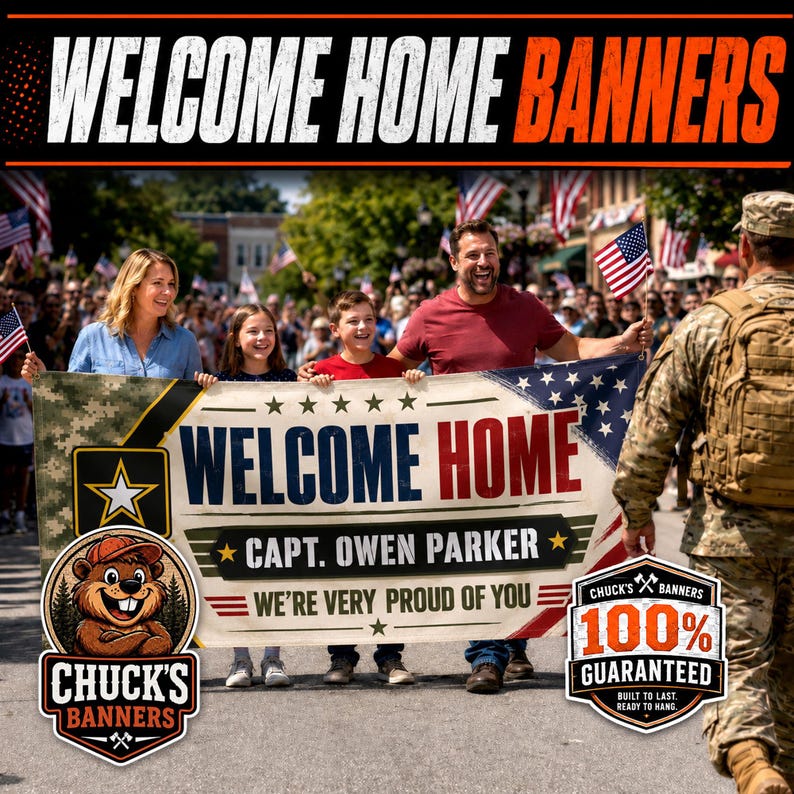 Custom Army Welcome Home Banner, Personalized Deployment Decor, Vinyl ...