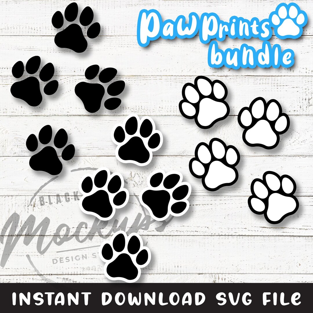 Animal Paw SVG Bundle Dog Paw Print SVG 4 Styles Pet Paw SVG Dog ...