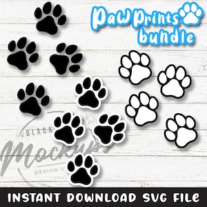 Animal Paw SVG Bundle | Dog Paw Print SVG 4 Styles | Pet Paw SVG | Dog ...