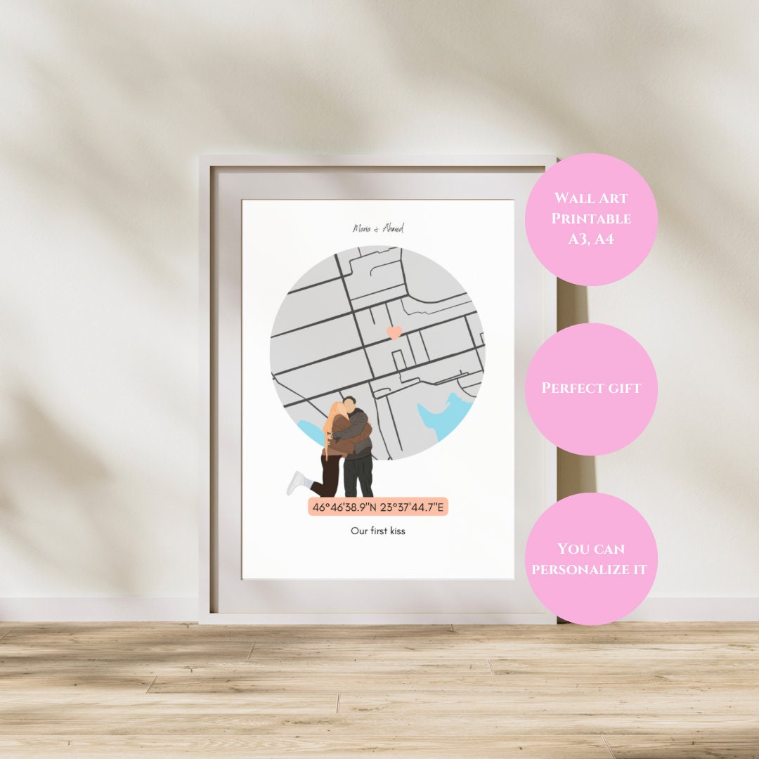 Personalized Love Story Map - Custom Digital Art for Couples - Etsy