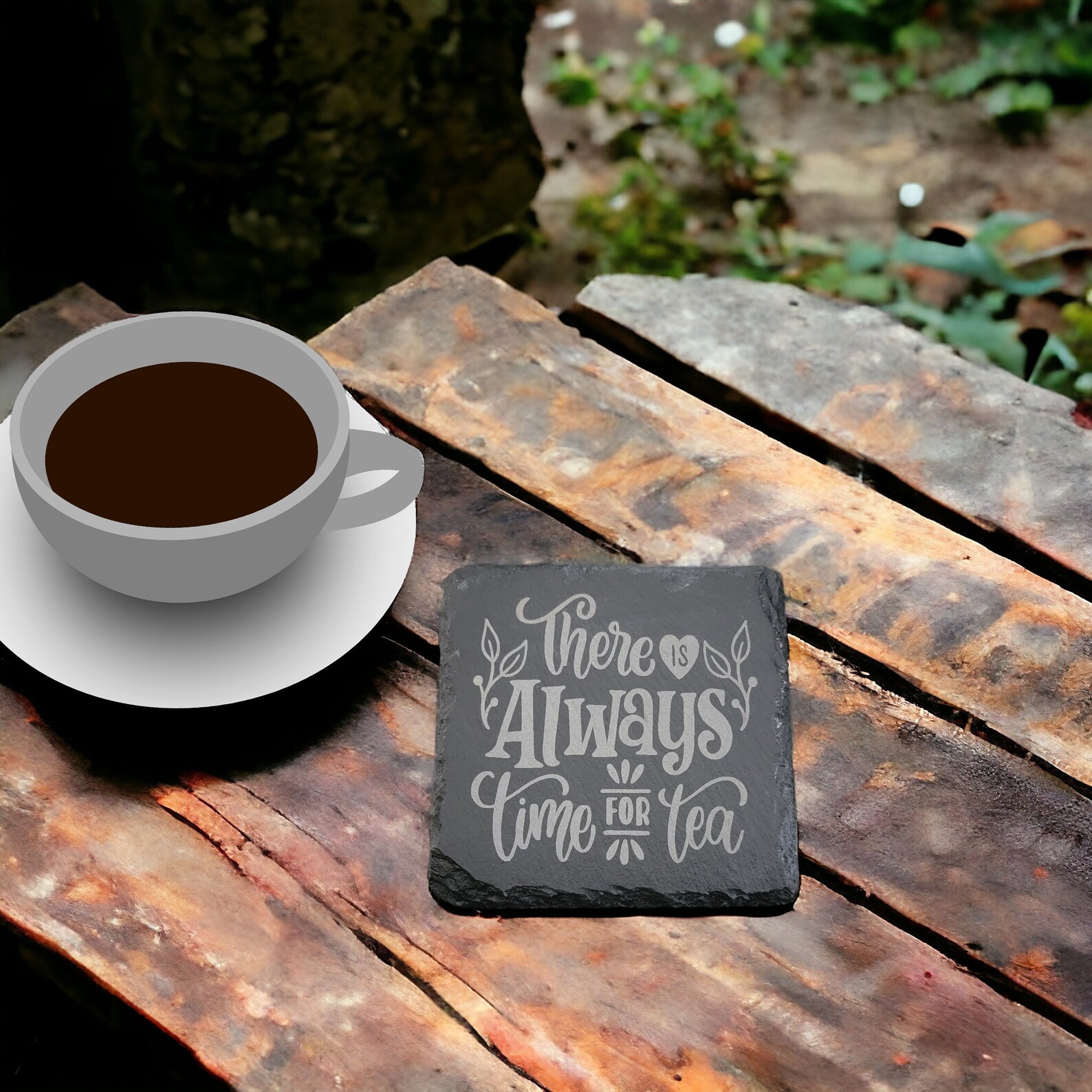 Handmade Engraved Slate Coaster Tea Lover Gift Tear Drinker Tea Time ...