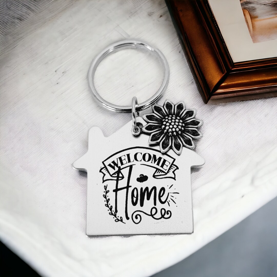 Handmade Engraved Keychain Welcome Home Keychain Realtor Gifts for ...