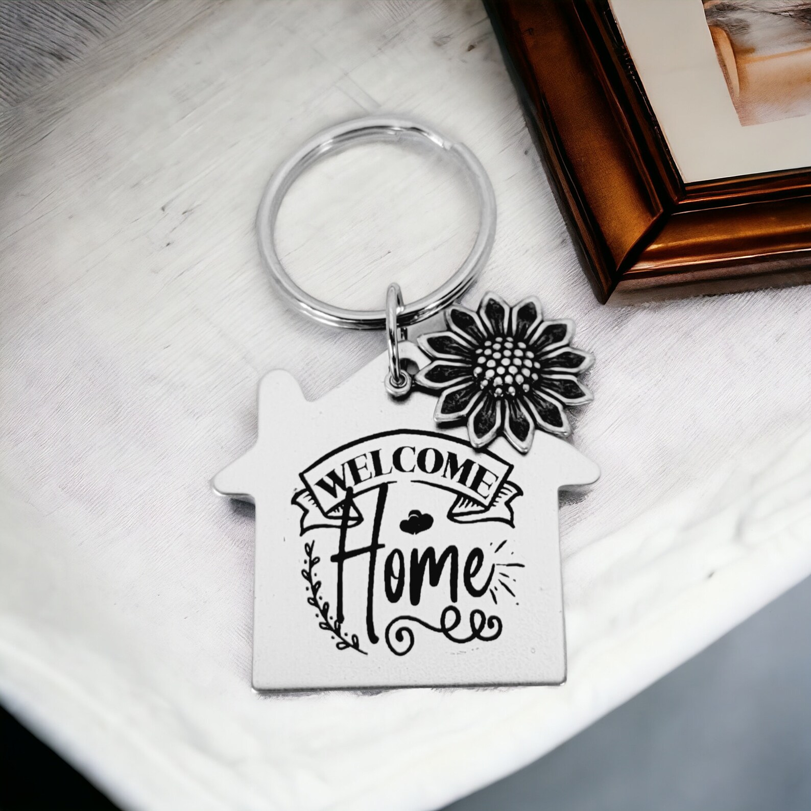 Handmade Engraved Keychain Welcome Home Keychain Realtor Gifts for ...