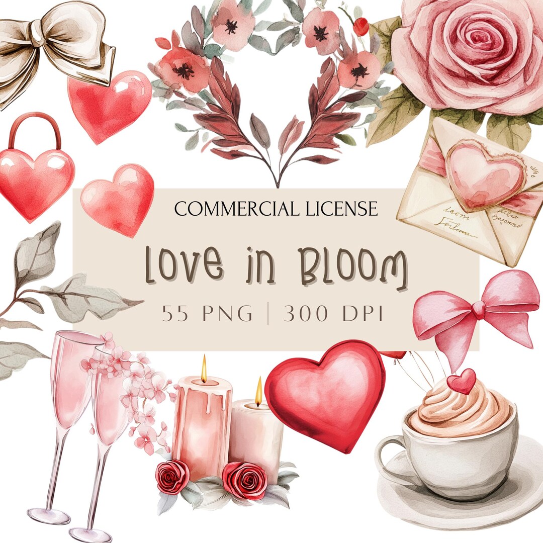 Valentines Day Clipart Pack Bundle 300dpi Transparent Background PNG ...