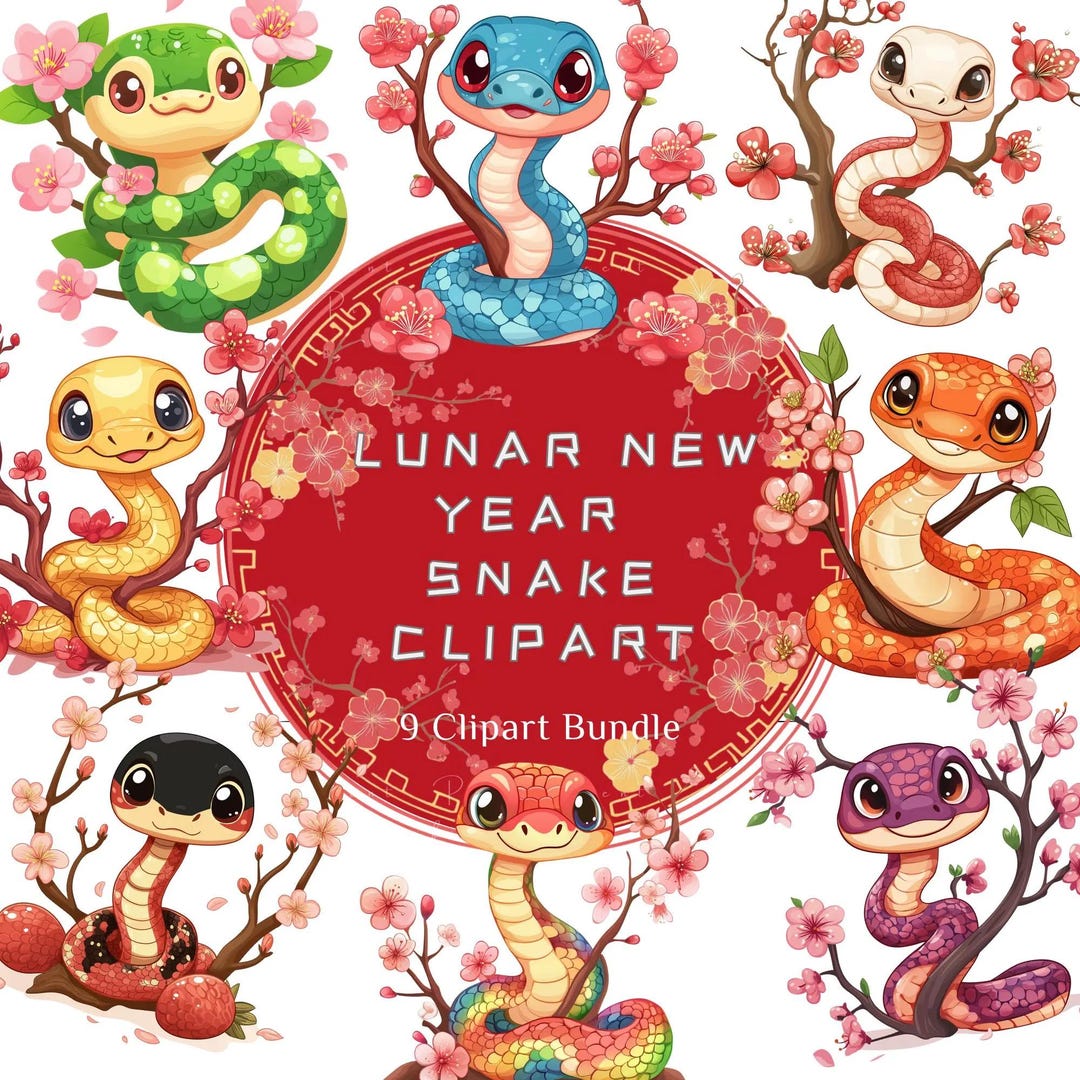 Lunar New Year Clipart 9 Cute Snake Clipart Lunar New Year 2025 Baby ...