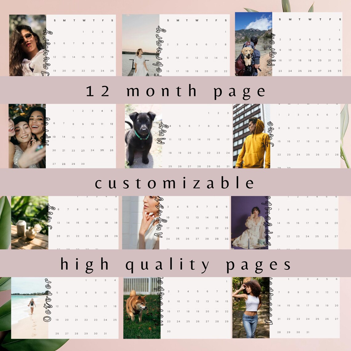 Custom 2025 Calendar Template Calendar Editable Custom Photo Calendar ...
