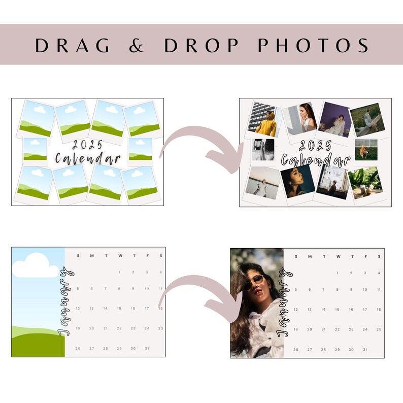 Custom 2025 Calendar Template Calendar Editable Custom Photo Calendar ...