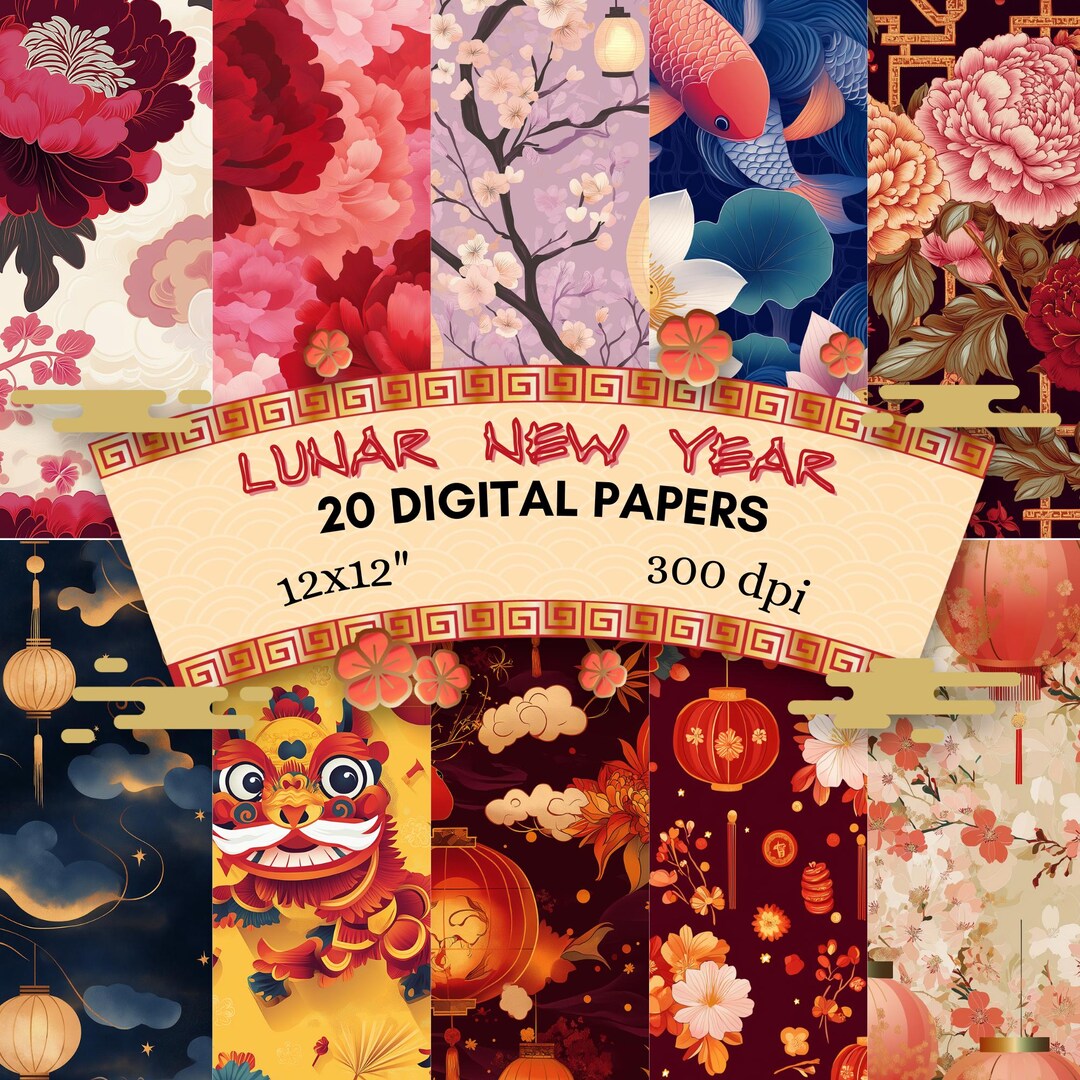 Lunar New Year Seamless Digital Paper Patterns 20 Chinese New Year ...