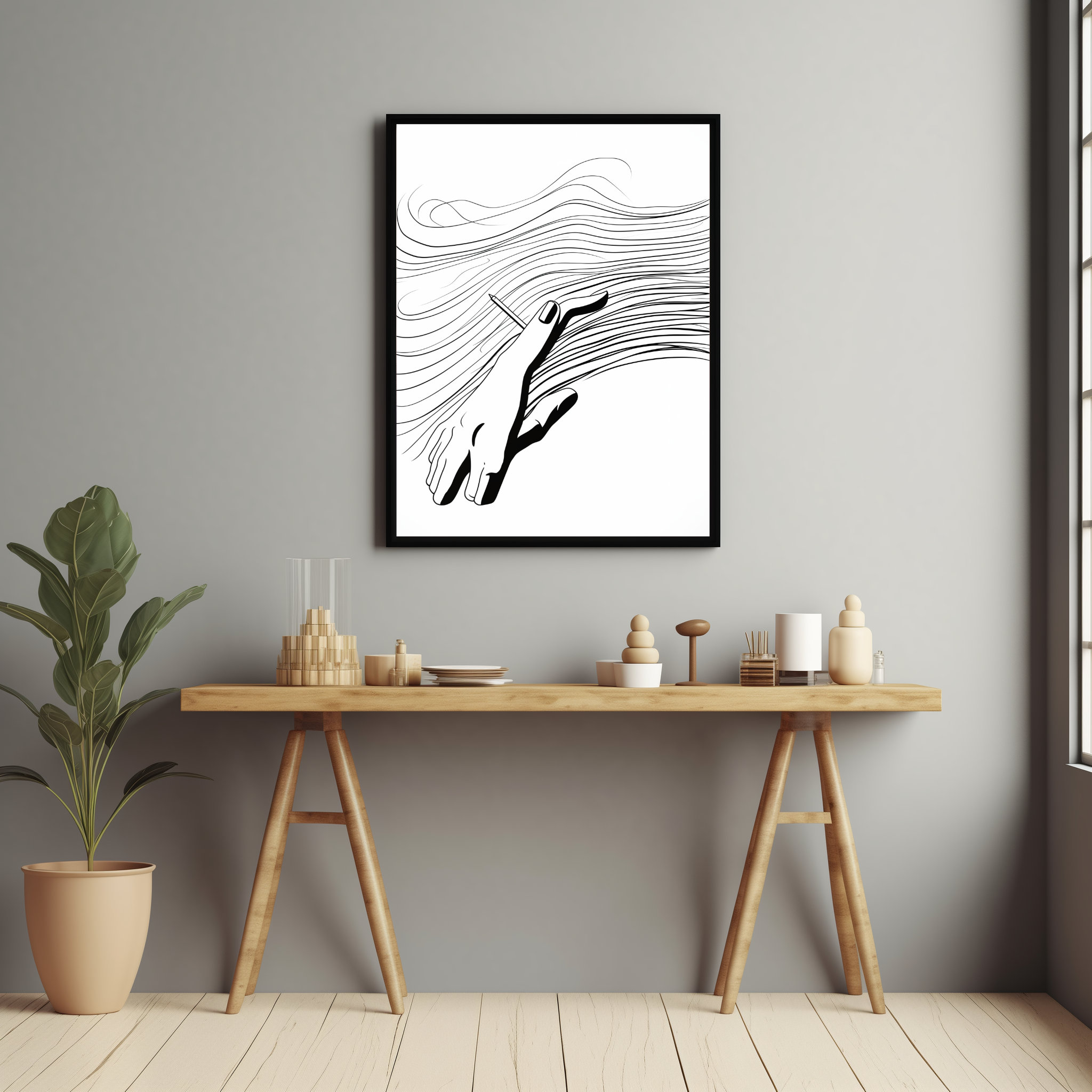 Writing Line Art Print, Minimalist Line Art, Wall Art, Sketch, Custom ...