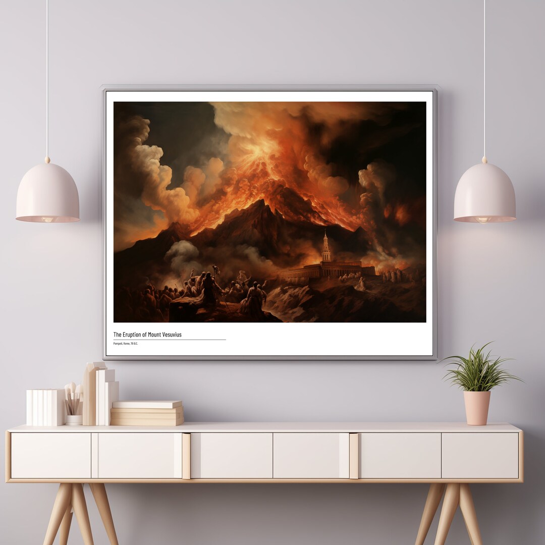 Mt. Vesuvius Eruption Poster, Historical Disaster Print Depicting the ...