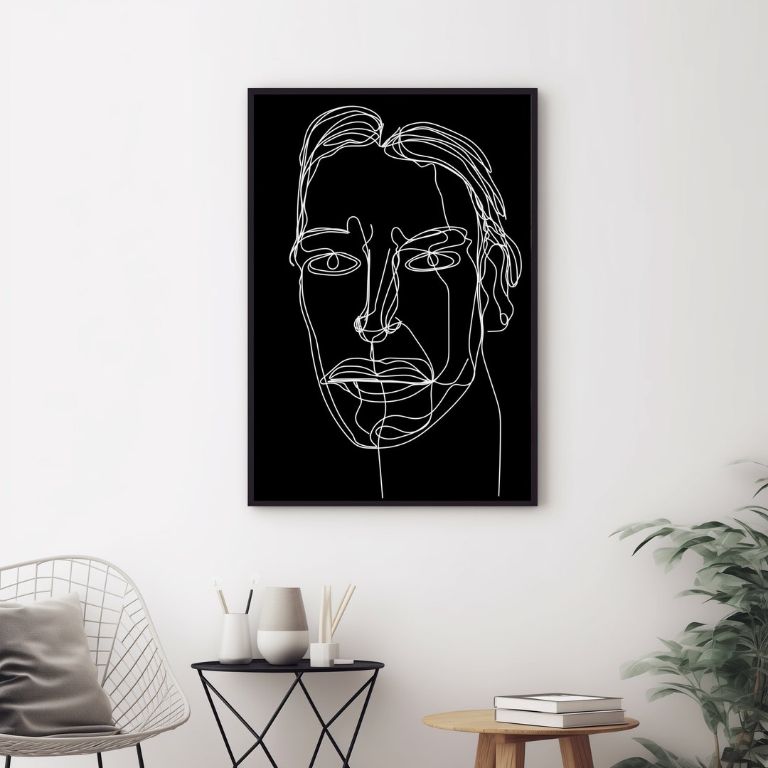 Man With No Patience Line Art Print, Minimalist Line Art, Face, Modern ...