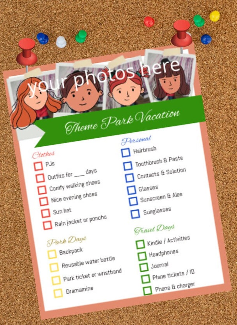 Family Theme Park Vacation Packing List - Etsy