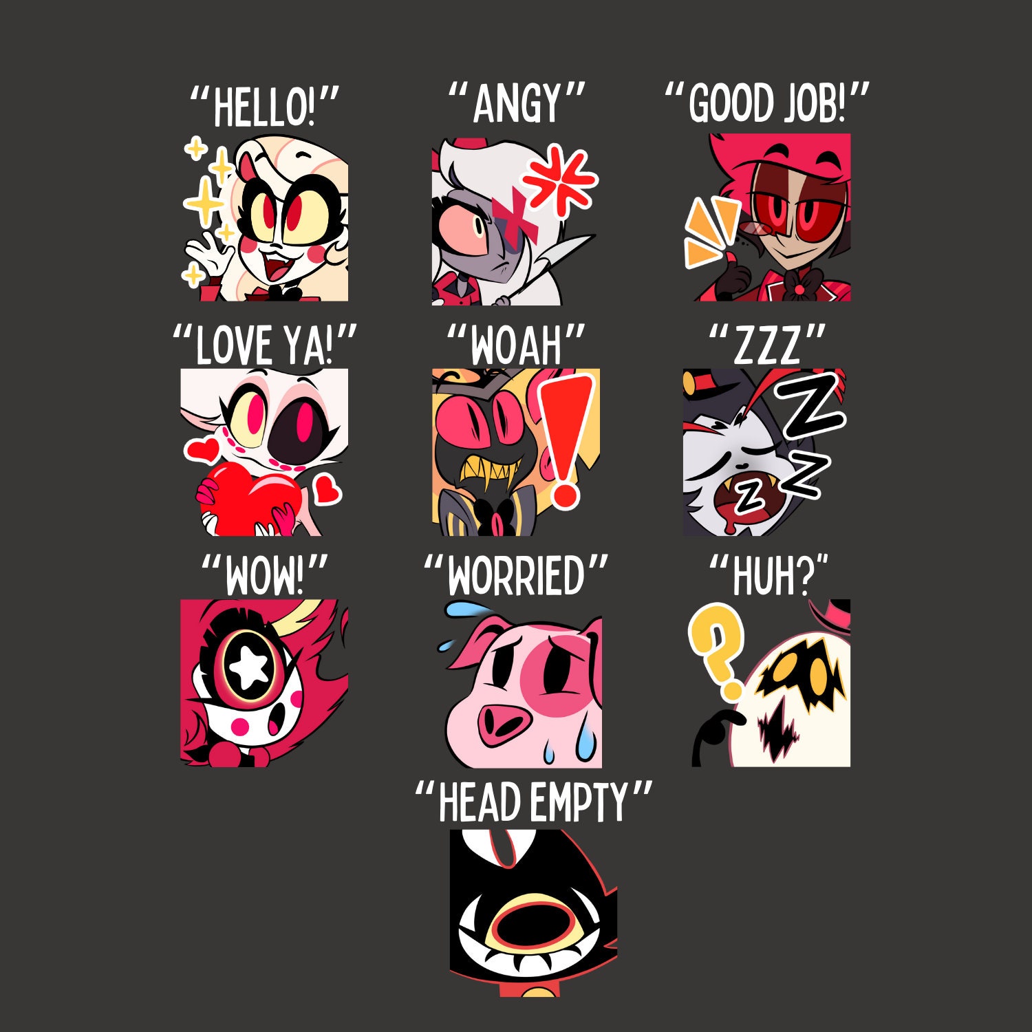 Hazbin Hotel Emotes - Main Cast - Etsy