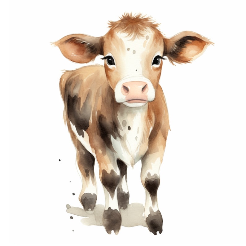 Farm Animal Cow Watercolour Print DIGITAL PRINT FILE - Etsy