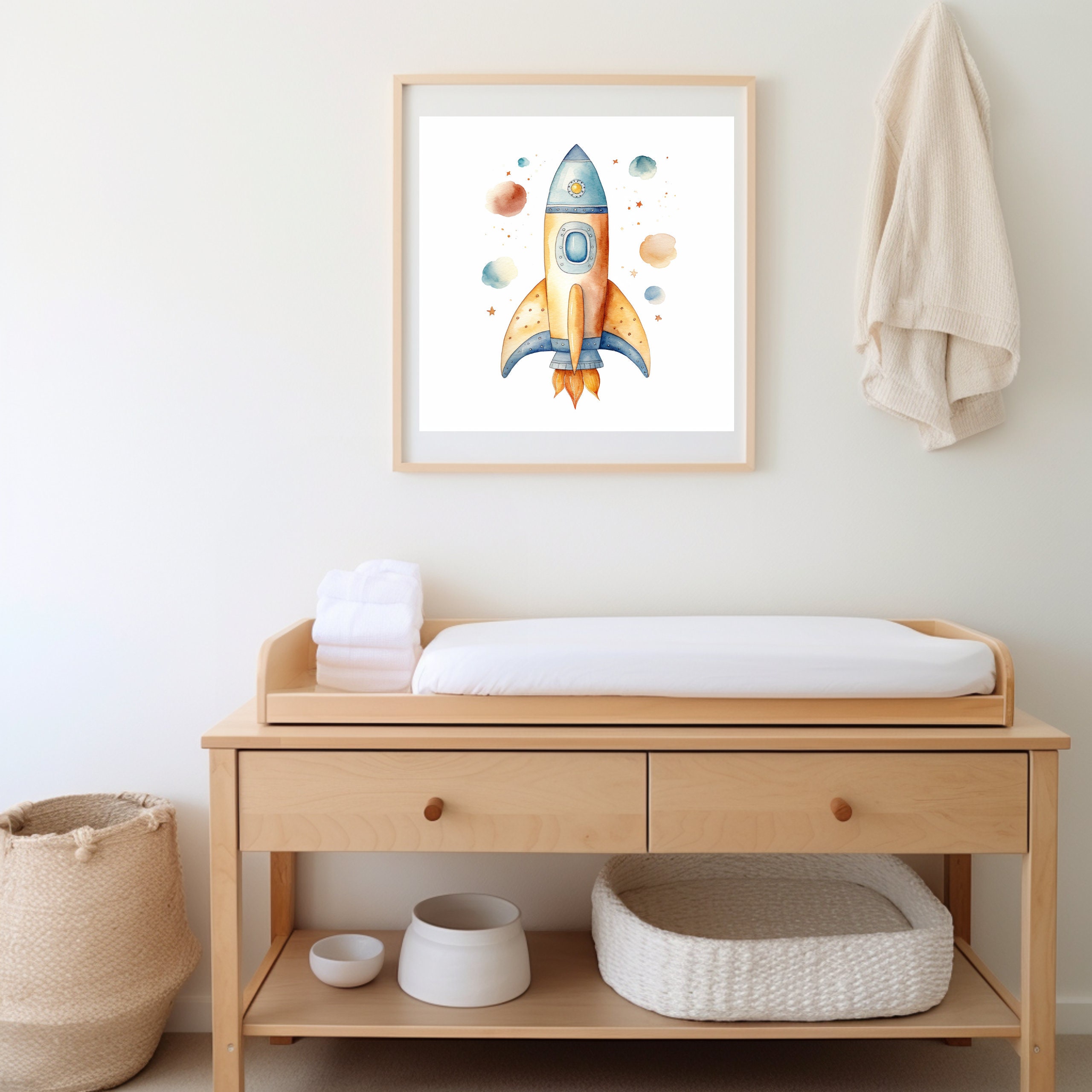 Rocket Ship Space Adventure Kids Print Watercolour DIGITAL PRINT FILE ...