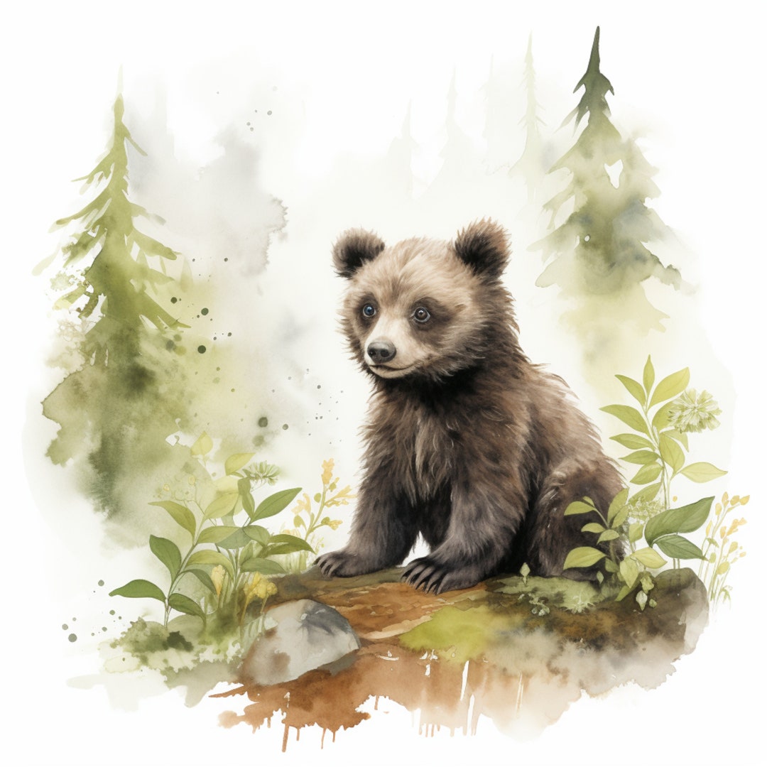 Baby Bear Watercolour DIGITAL PRINT FILE - Etsy