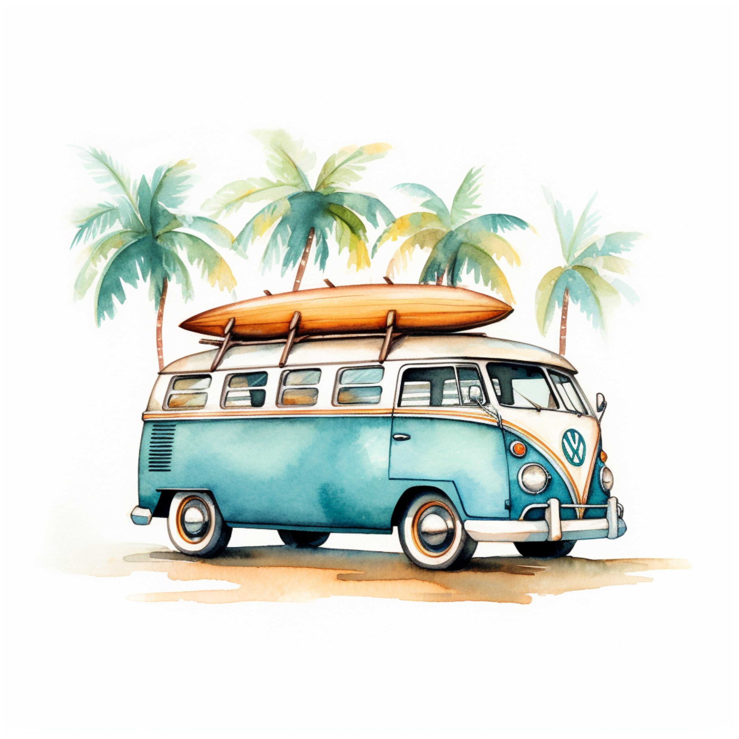 VW Surf Van Watercolour DIGITAL DOWNLOAD - Etsy