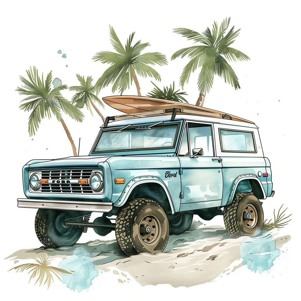 Bronco Surf Truck Watercolour DIGITAL PRINT FILE - Etsy