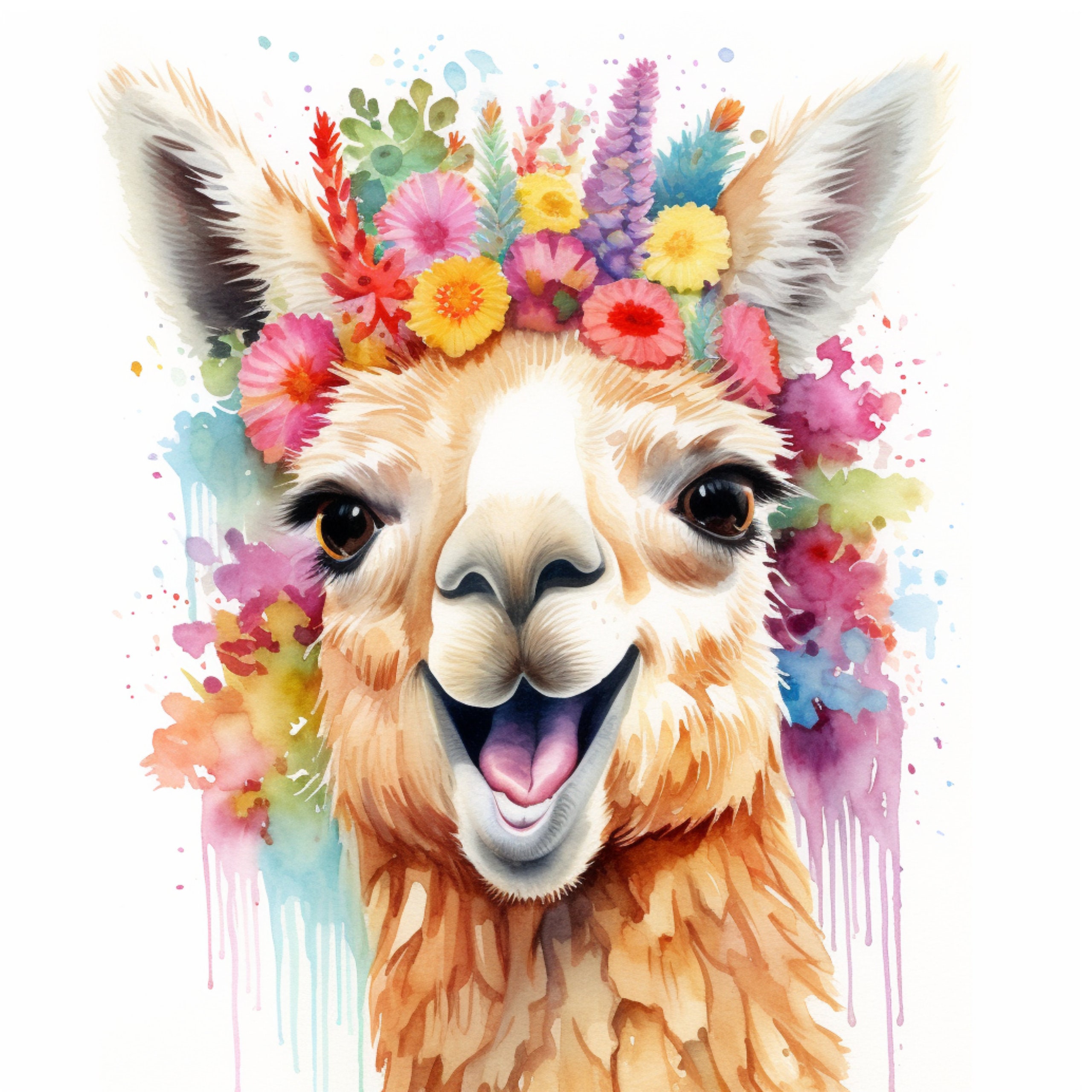 Happy Llama Watercolour DIGITAL PRINT FILE - Etsy