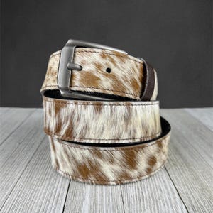COWHIDE LEATHER BELTS for Men, Women - Genuine Cow Hide Belts Real Hair ...