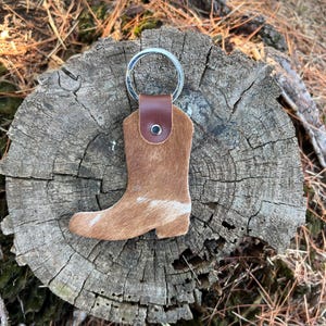 Cowhide Boot Keychain | Cowboy Boots Key Fob | Real Hairon Leather Key ...